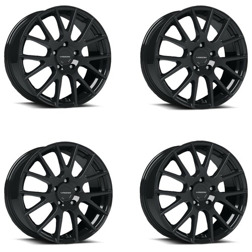 Set 4 16" Vision Street 18 Hellion Gloss Black Wheels 16x7 5x4.5 Rims ...