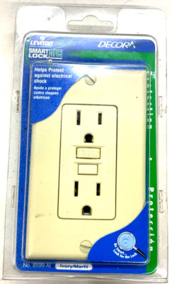 LEVITON SMART LOCK GFCI DECORA RECEPTACLE, IVORY, 15A-125V, 8599-AI | eBay