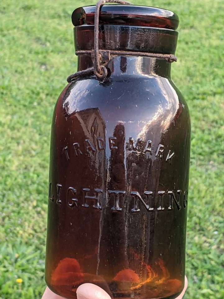 Amber lightning fruit jar Quart size | eBay