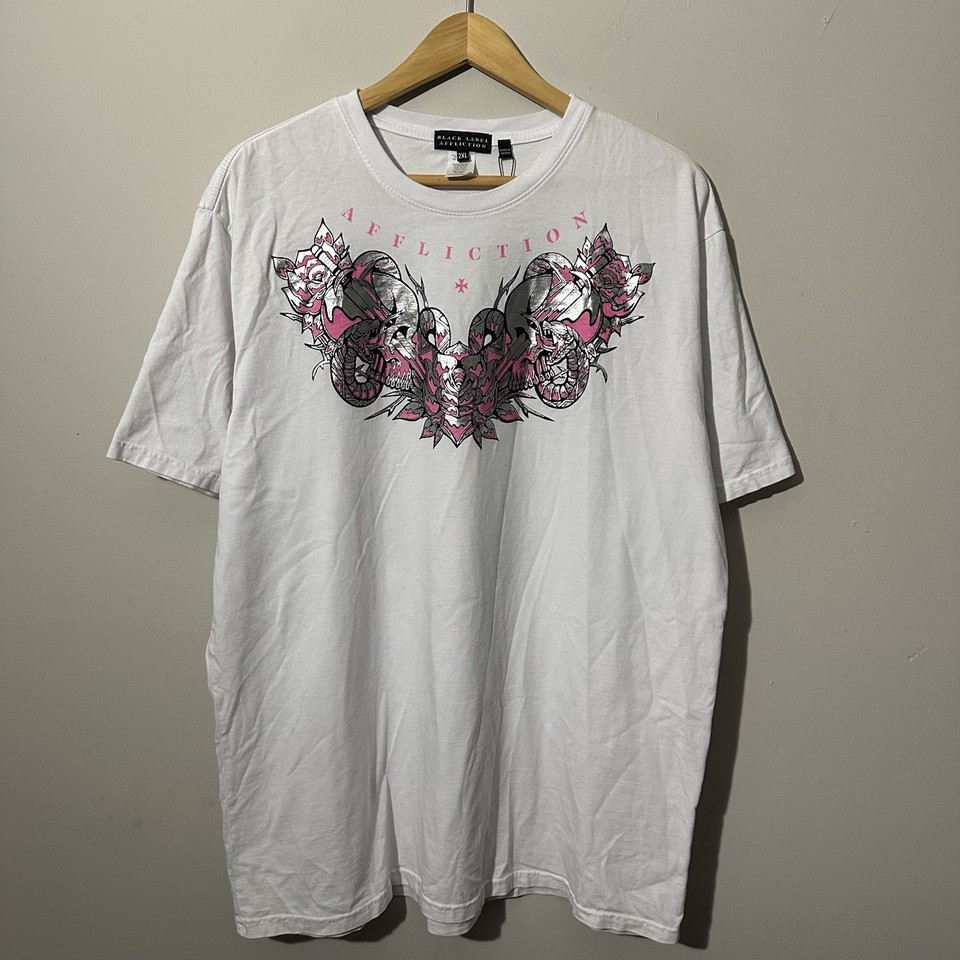 Affliction Black Label T Shirt Mens Size 2XL Snake Skull NWT White MSRP ...
