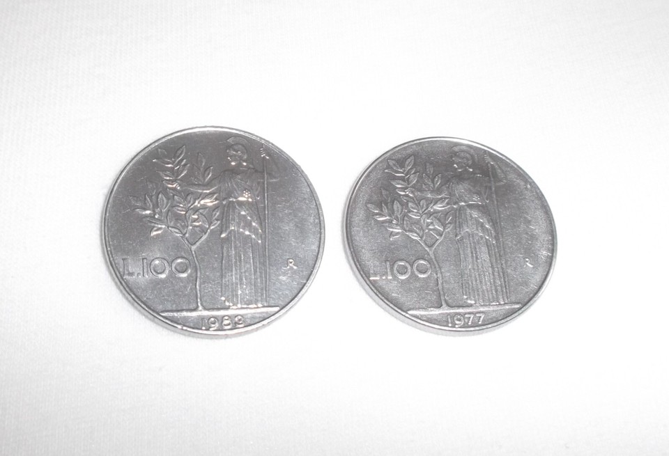 2 Italian Coins 1983 and 1977 Republica Italiana L100 Lire | eBay