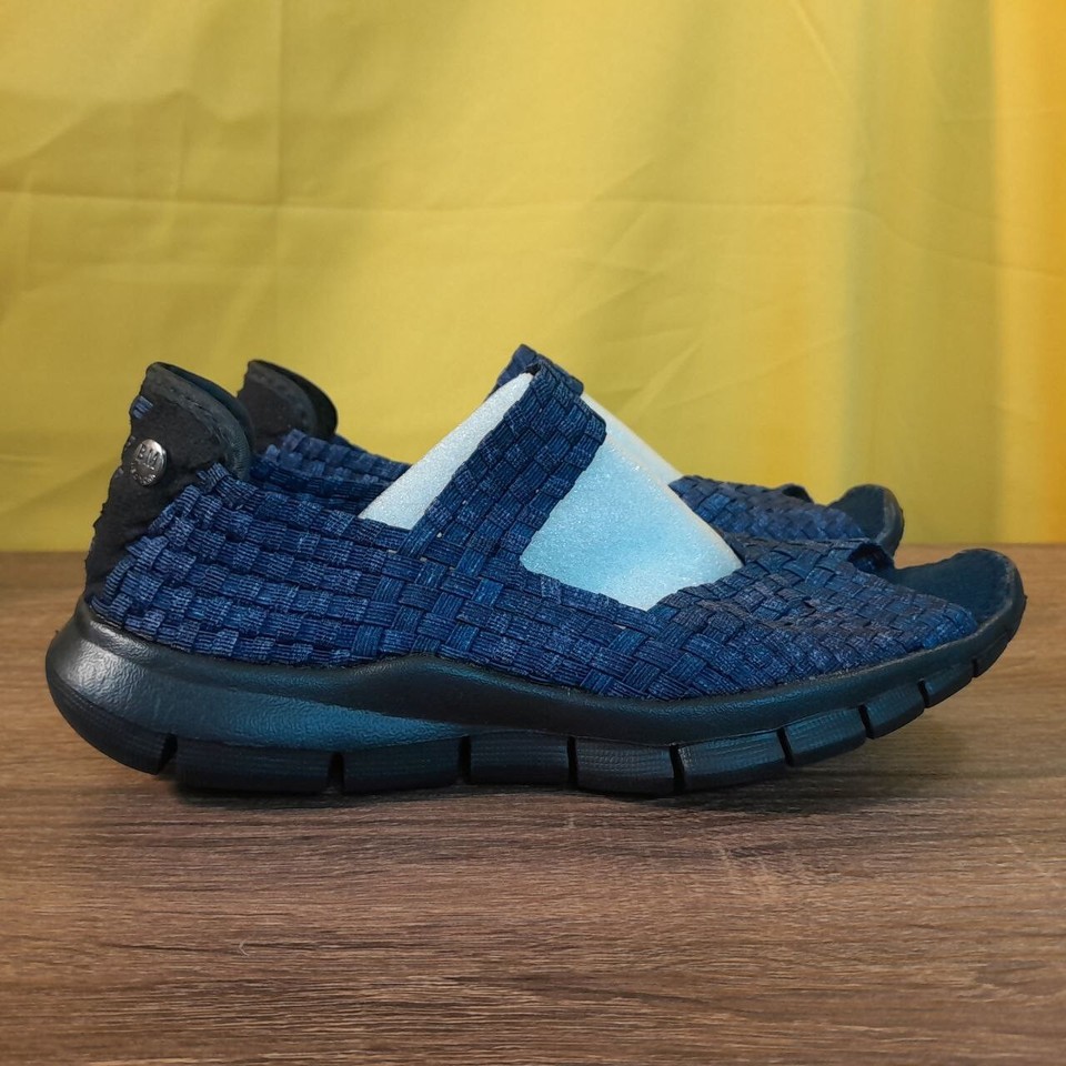 Bernie Mev Women Shoes Dark Blue Comfi Sandals Canvas Memory Foam NIB ...