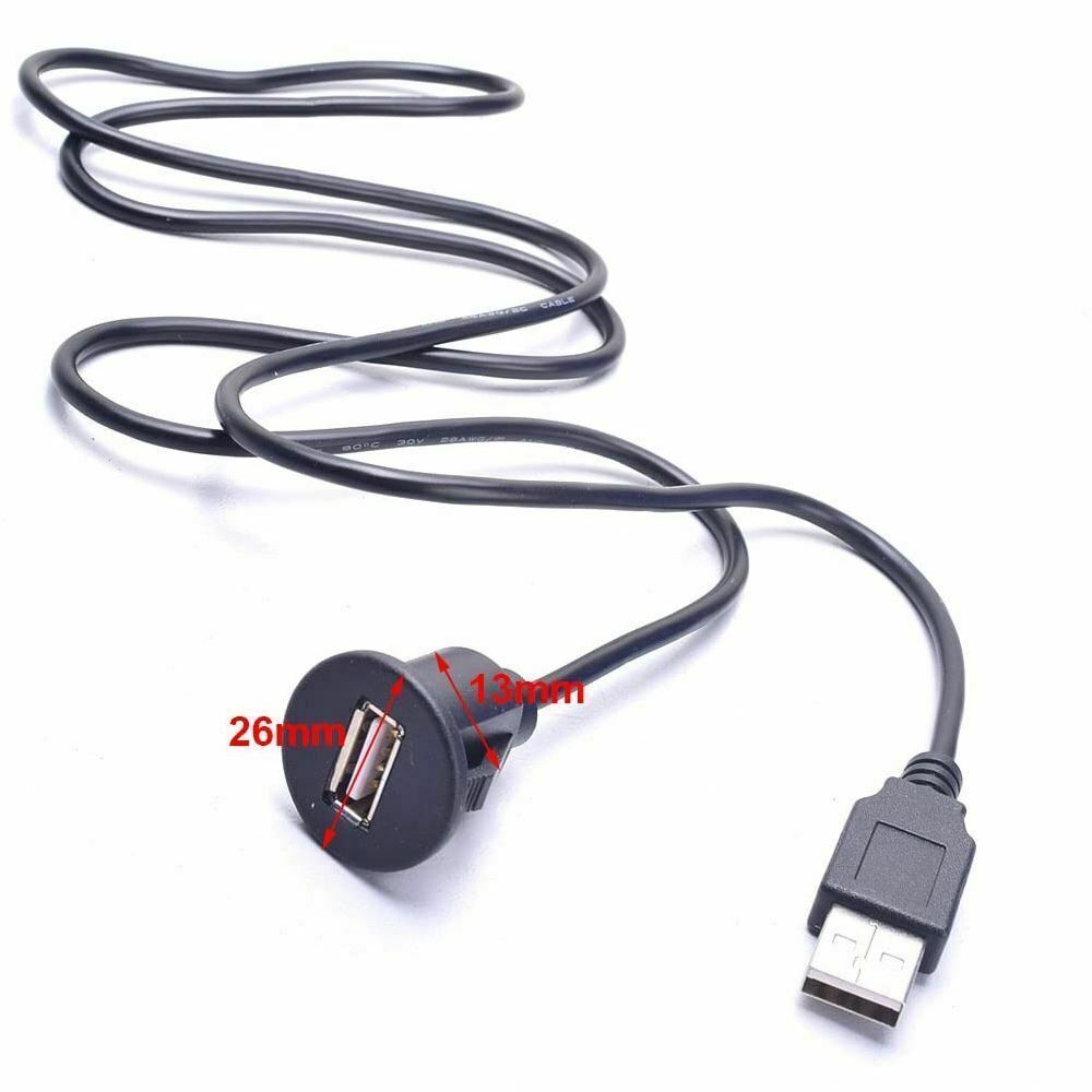 Dashboard Extension Lead Panel USB Socket Mount Cable For Universal Car ...