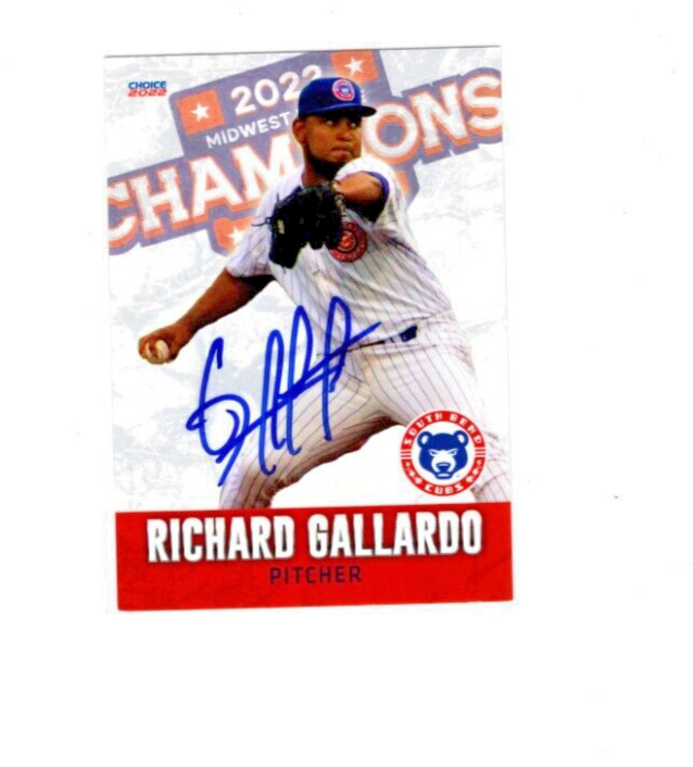 Richard Gallardo 2022 South Bend Cubs MWL Champions autograph signed ...