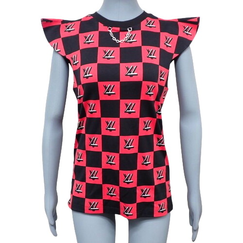 Louis Vuitton Twist Lock Print Tops Tee Shirt Checkered Pattern Xs ...