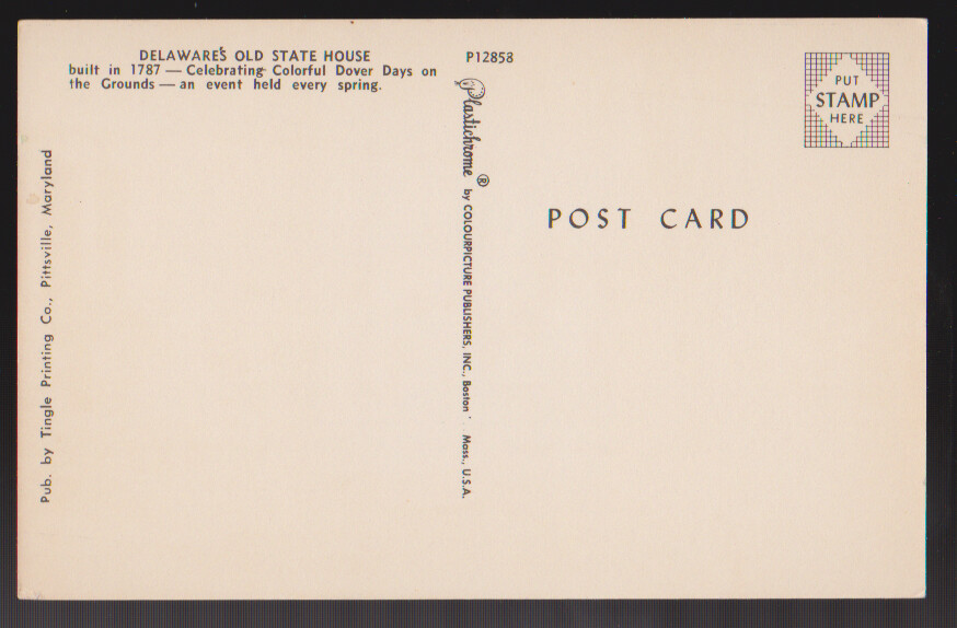 DELAWARE DE Dover Old State House Postcard | eBay