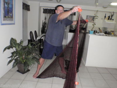 6m brown PROFESSIONAL prawn Drag Net 30mmPocket Floats & Lead Weights ...