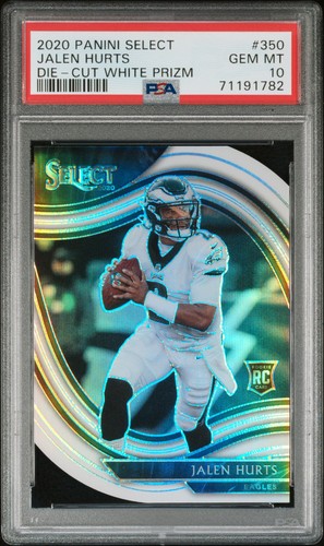 2020 PANINI SELECT DIE-CUT WHITE PRIZM #350 JALEN HURTS ROOKIE RC PSA ...