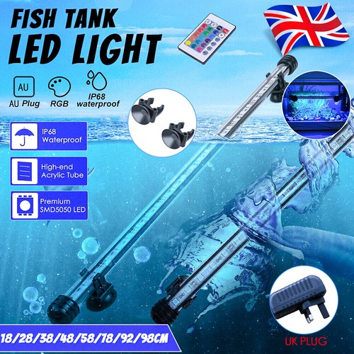 Aquarium Light Fish Tank LED Bar Lamp Pool Submersible Waterproof White ...