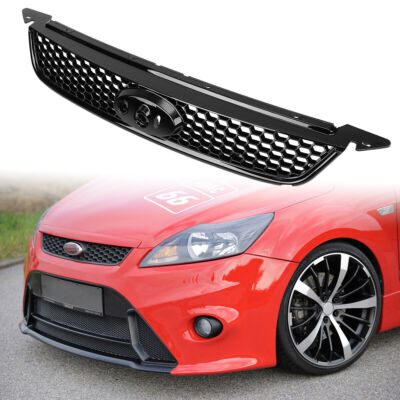 FOR FORD FOCUS MK2.5 MK2 RS ST STYLE SPORT GLOSS BLACK HONEYCOMB FRONT ...