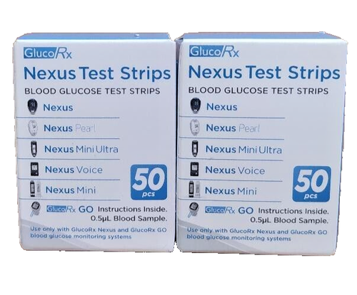 2 x 50 GlucoRx Nexus Blood Glucose Diabetic Test Strips Use By 25.11.26 ...