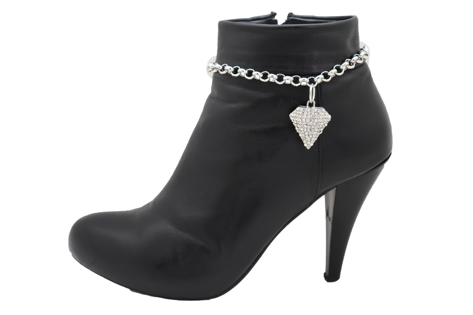 Hot Women Silver Metal Chain Boot Bracelet Shoe Anklet Diamond Shape ...