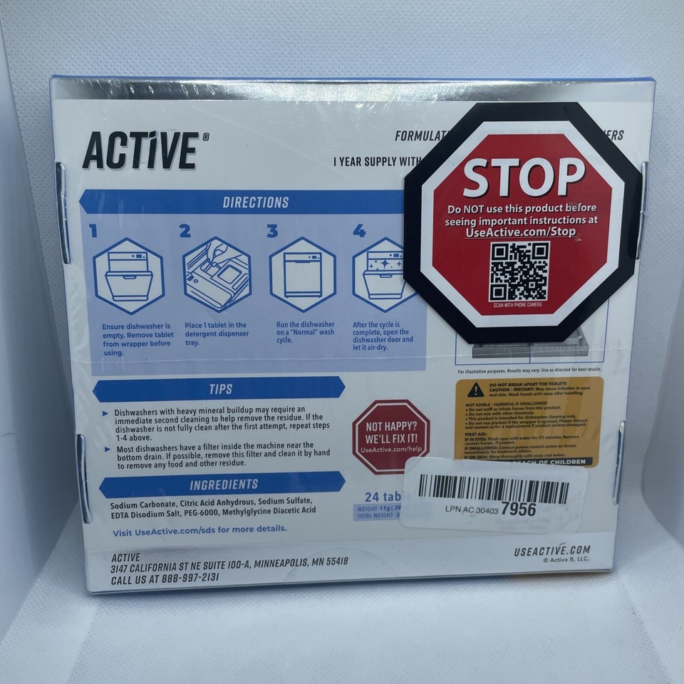 Active Dishwasher Cleaner Tablets - Deep Clean, Deodorize, Refresh - 24 ...