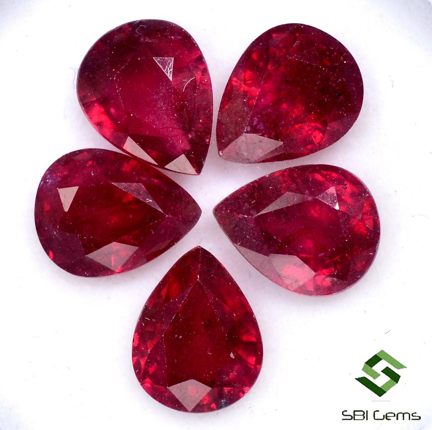 Natural Ruby Pear Cut 9x7 mm Lot 05 Pcs 11.79 Cts Calibrated Loose ...