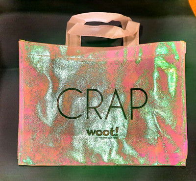 Woot! Woot.com Bling Crap Shopping Bag Iridescent Rare!! 10" x 14 ...