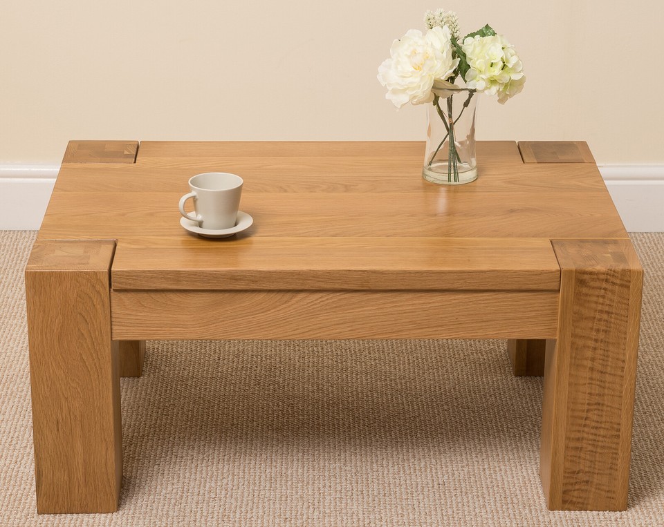 Kuba Chunky Small Oak Coffee Table | Natural Oak Wood Occasional Table ...
