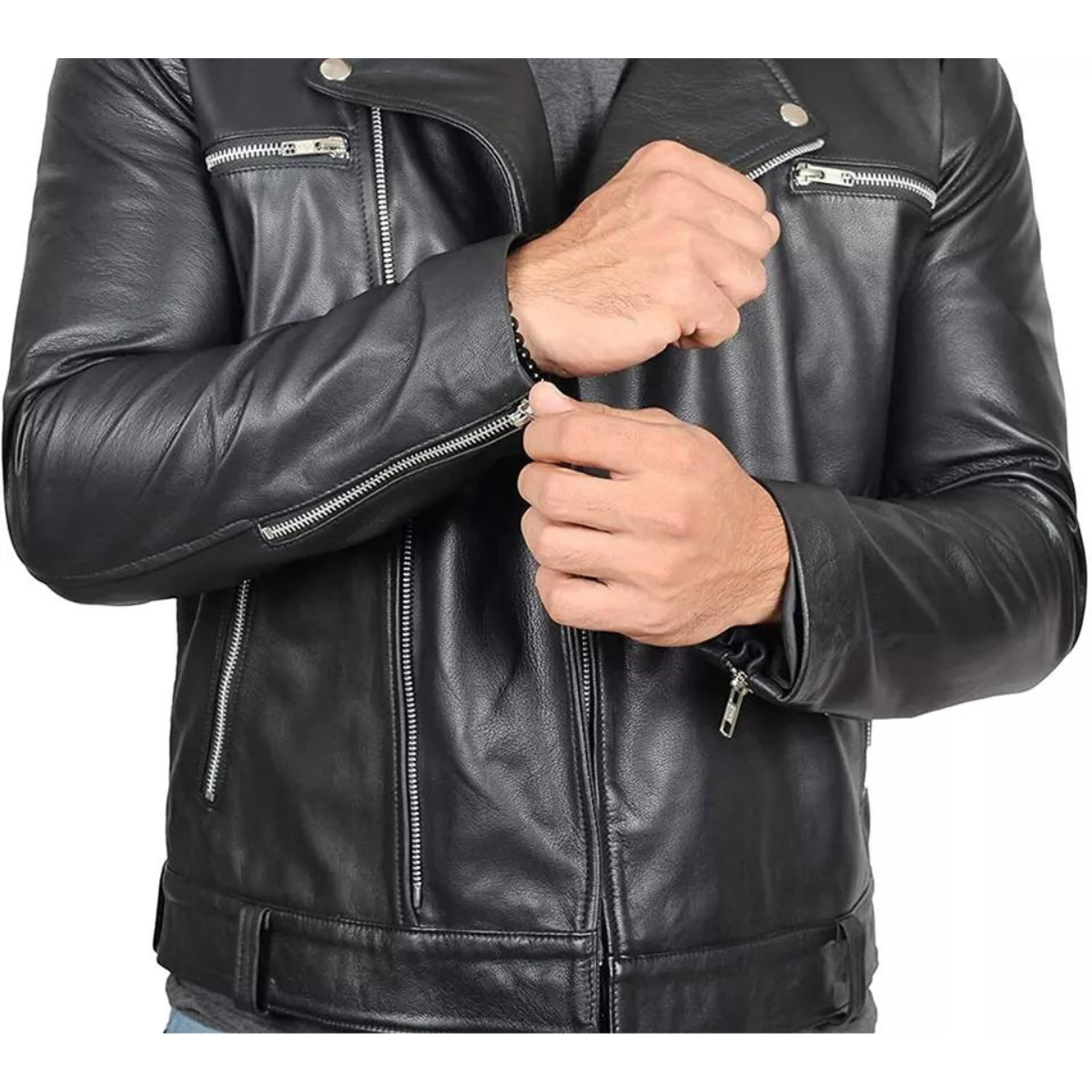 Negan Brando Biker Black PU Leather Jacket Motorcycle for Men | eBay