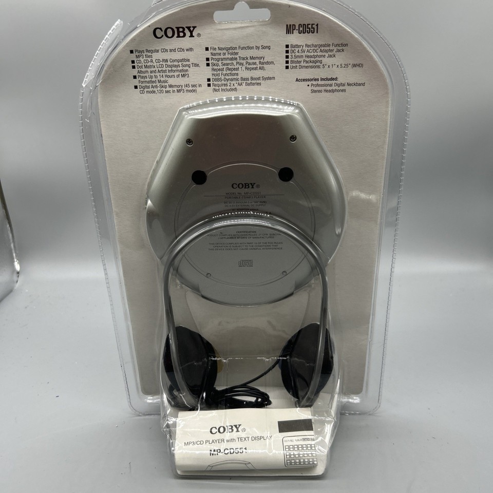 Vintage Coby MP-CD551 MP3/CD Player With Headphones Brand New NOS | eBay