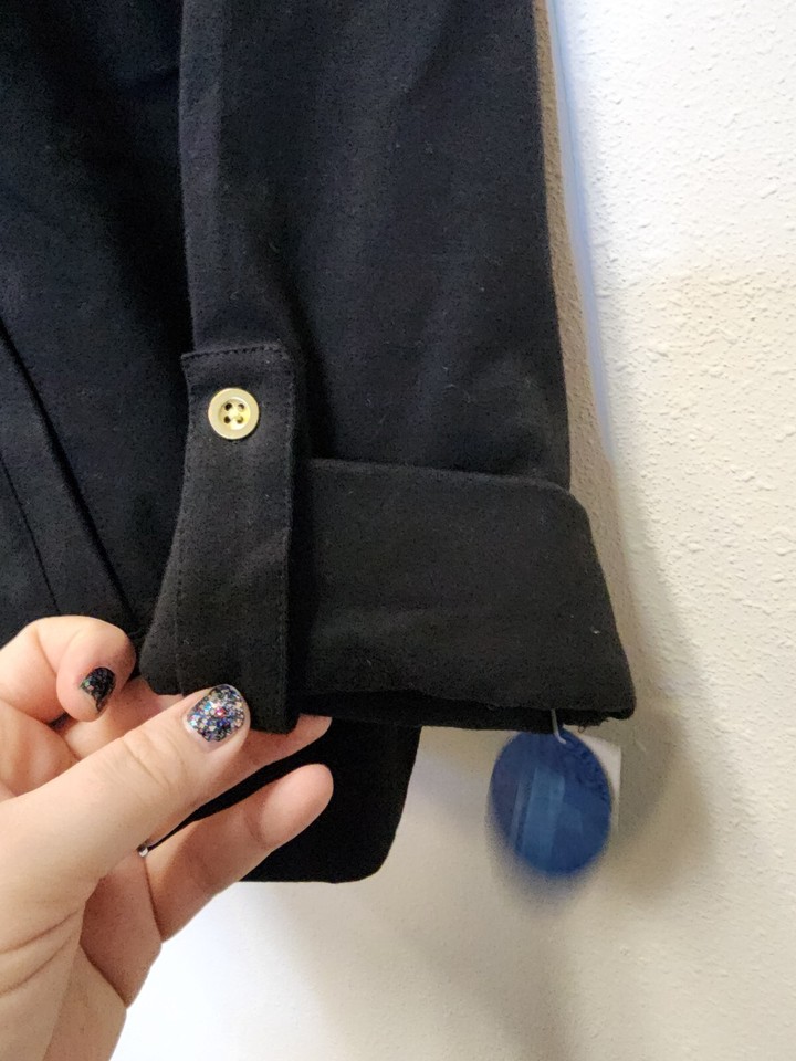 Charter Club Jacket Women Large Black Relaxed Cotton Stretch Full Zip ...