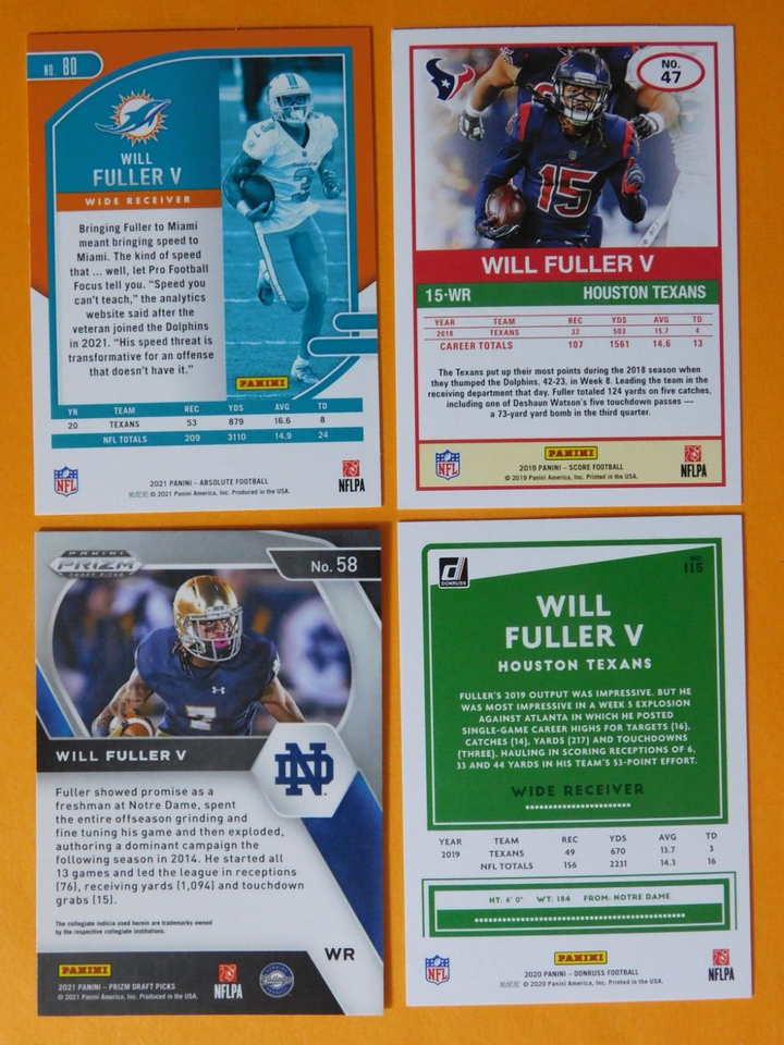 Will Fuller V 4 Card Lot | eBay