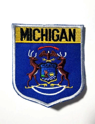 Michigan State Flag Shield Patch Badge Travel Embroidered Sew On NEW ...