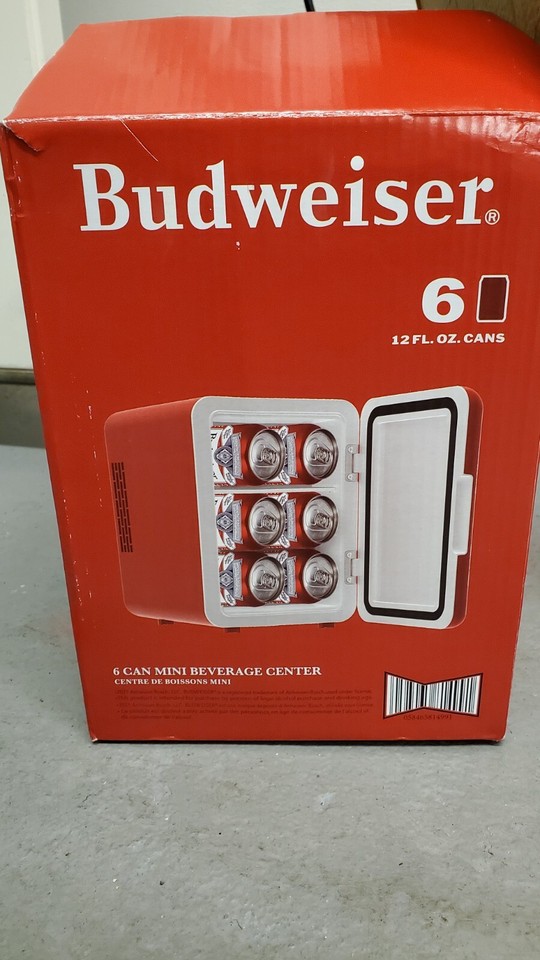 Budweiser Beer Red White Blue Mini Fridge Compact Refrigerator 6 Cans ...