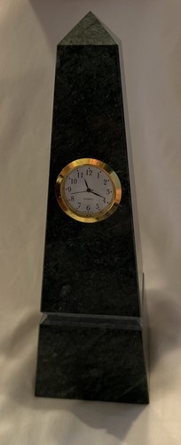 9.5 in Natural Green Jade Desk Tabletop Standing Pyramid Clock Watch ...