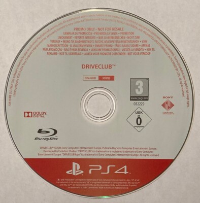Driveclub PlayStation 4 PS4 Promo Only Not for Resale Disc Only Full ...