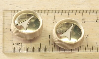 Pair Vintage 1960's Ivory Plastic Radio or TV Knobs with Brass Insert ...
