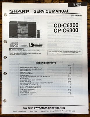 Sharp CD-C6300 CP-C6300 Stereo Service Manual *Original* | eBay