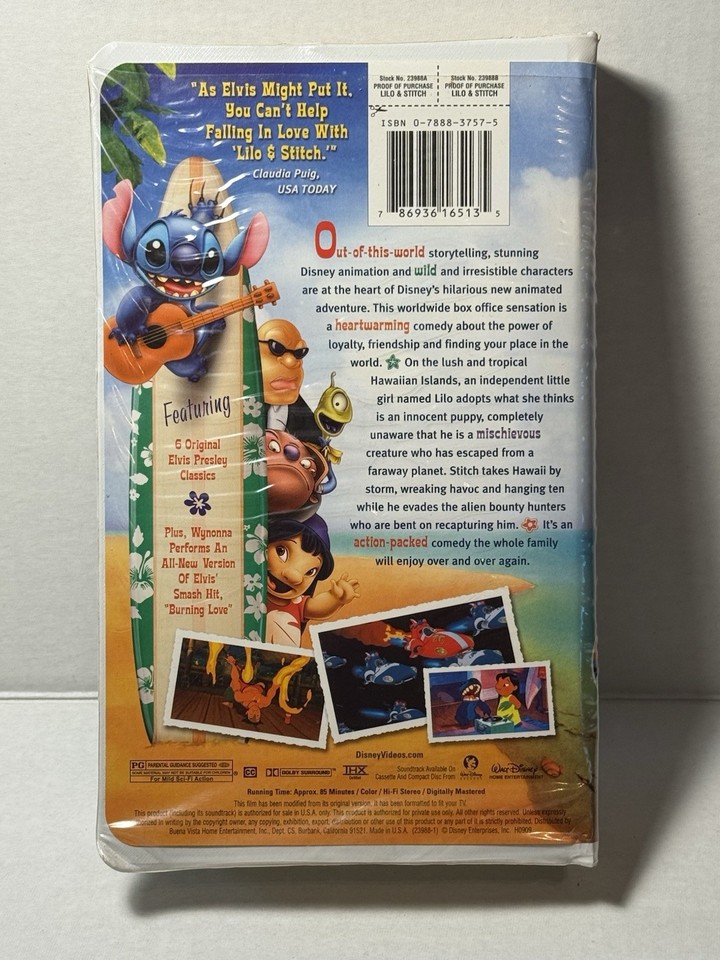 Original Lilo & Stitch (VHS, 2002 Clamshell) Walt Disney Pictures ...