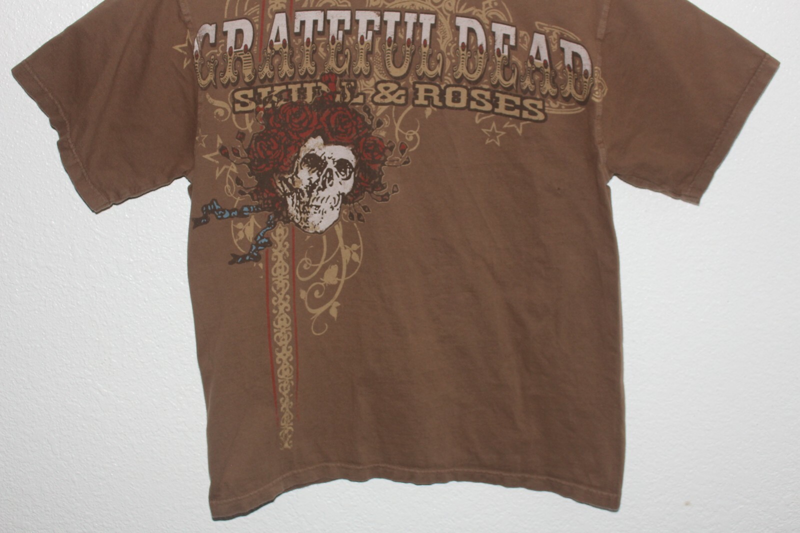 Grateful Dead Skull And Roses Brown Shirt Mens Size M… - Gem