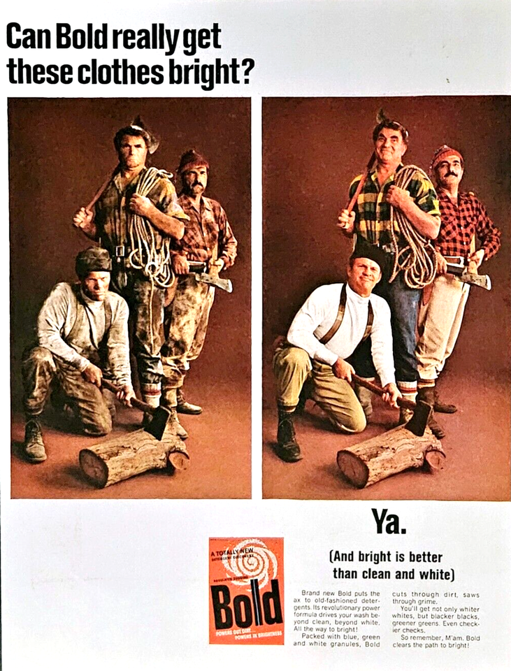 Bold Laundry soap ad original 1967 vintage detergent lumberjack ...