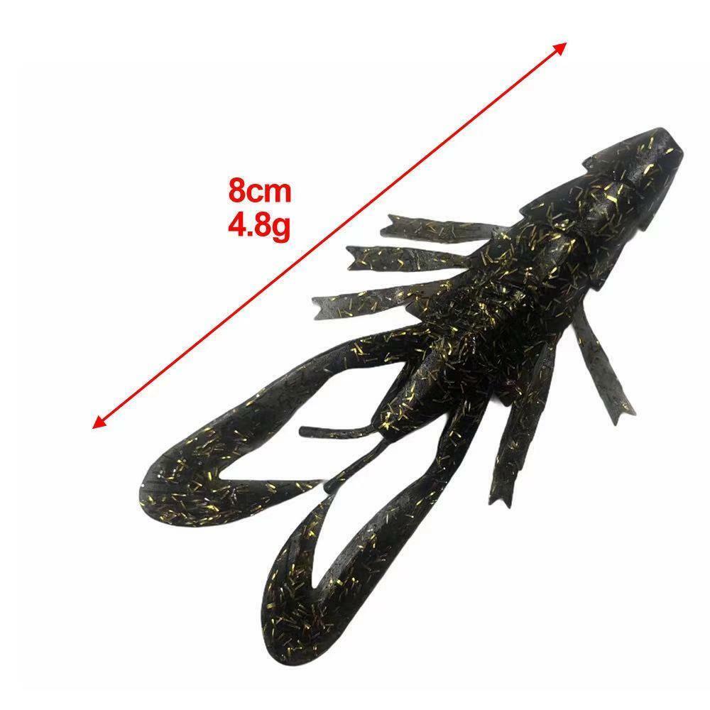 15pcs 8cm Fishing Soft Plastic Yabbie Lure Tackle Special Black with ...
