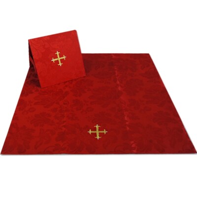 Red Chalice Veil and Burse, embroidered crosses, Damask | eBay