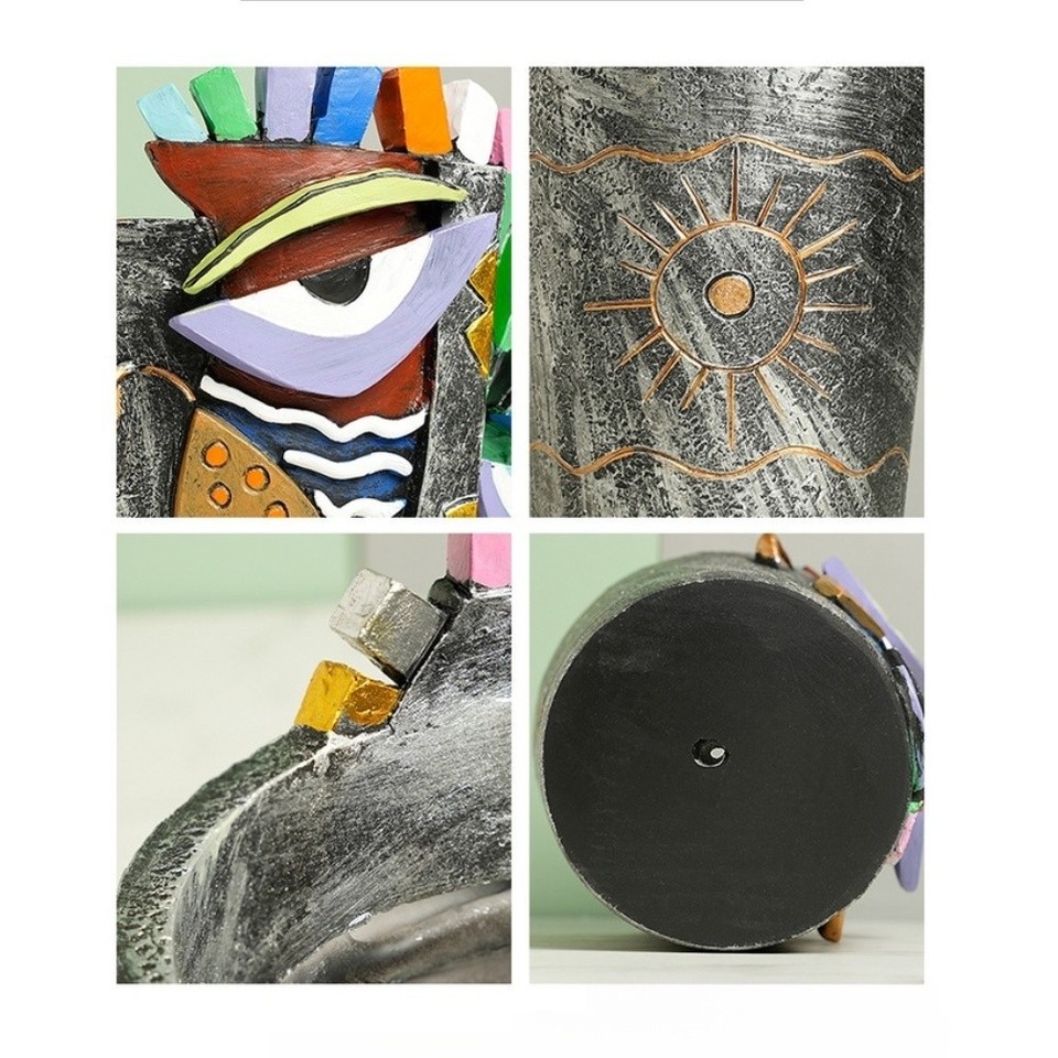 Colorful Flower Pot Balcony Garden Abstract Frowning Face Resin ...