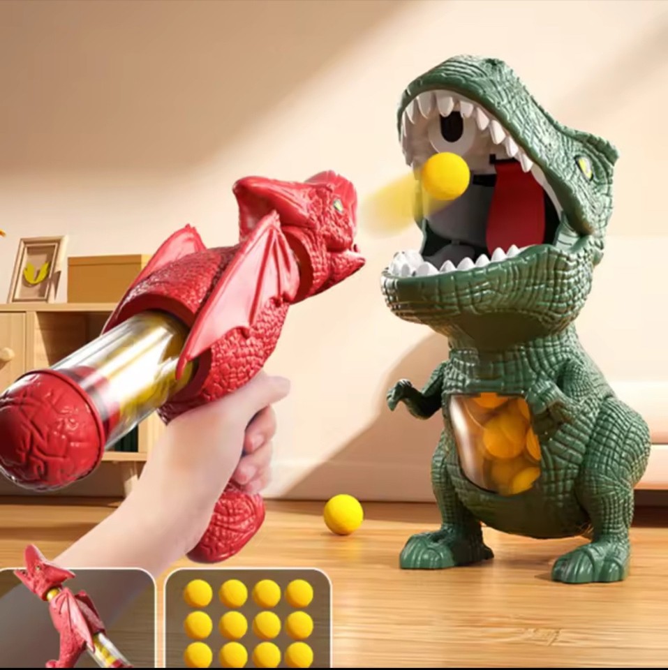 Dinosaur Shooting Game T-Rex Soft Bullet Gun Toy Set for Kids Boys ...