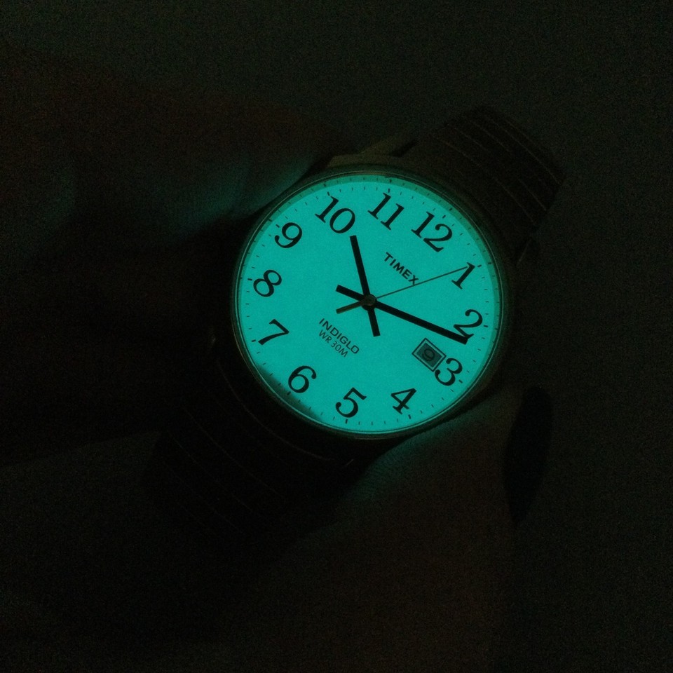 Timex Easy Reader Watch Men 35mm Gold Tone Date Stretch Indiglo New ...