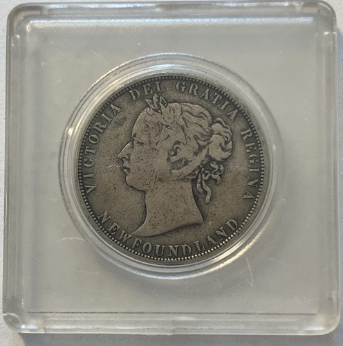1874 Newfoundland 50 Cents FINE .925SILVER Queen Victoria RARE 80,000 ...