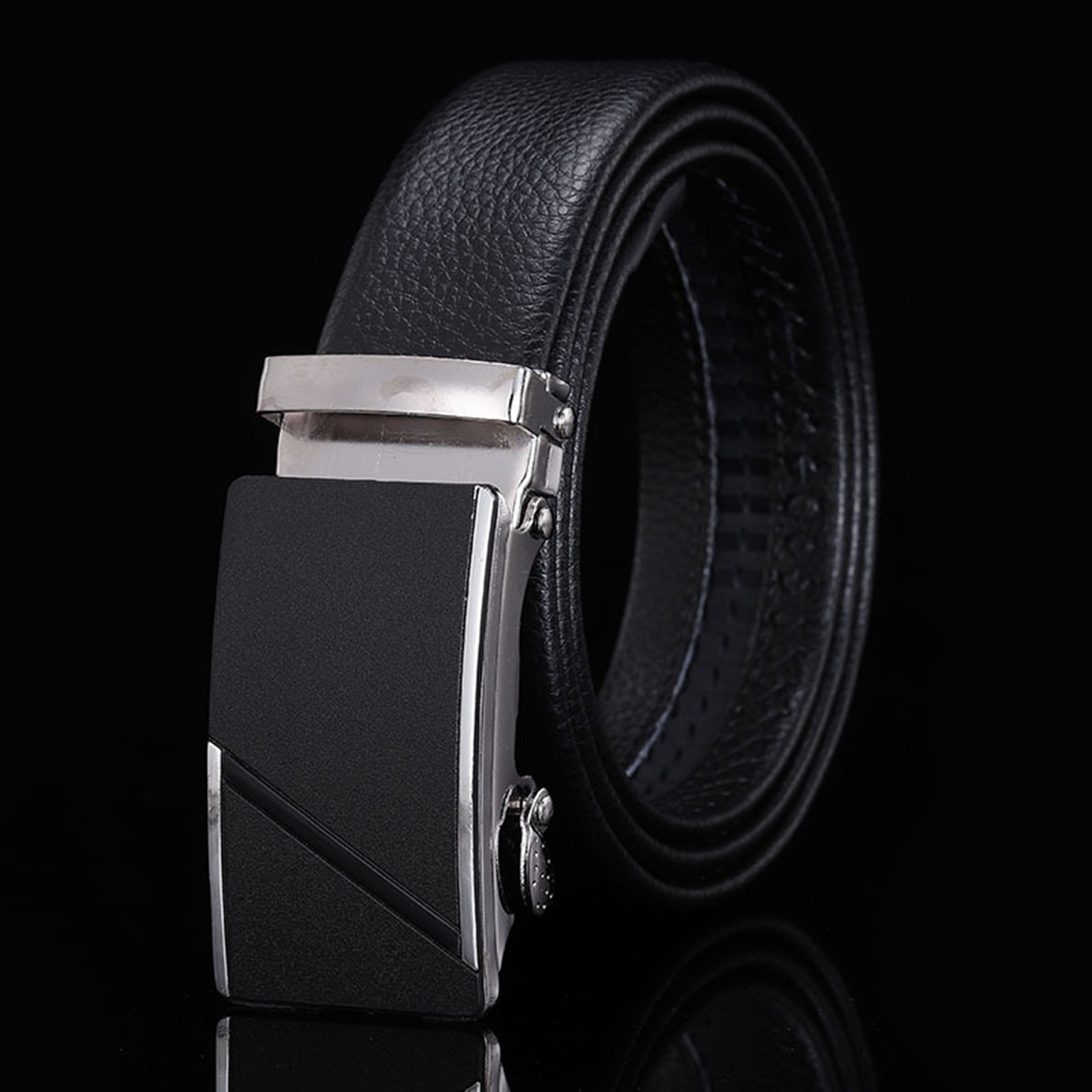 Men Solid Color Belt Anti-break Smooth Faux Leather Business with Alloy ...