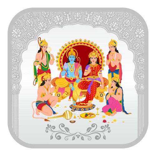 Ram Darbar Coin Silver 999 BIS Hallmarked Lord Ram Darbar Silver Coin ...