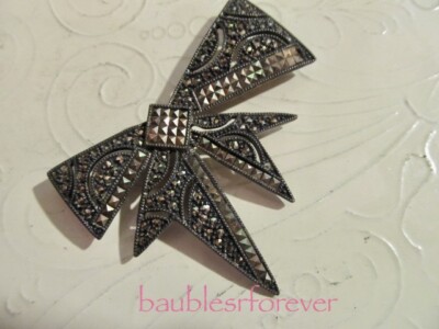 Judith Jack 925 Sterling Silver Marcasite Bow Tie Shape Pin Brooch | eBay