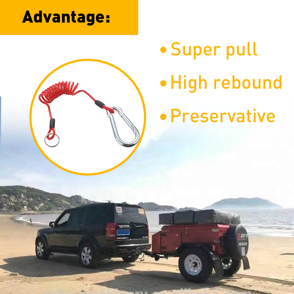 6ft Breakaway Trailer Cable Trailer Spring Safety Rope Coiled Brake ...