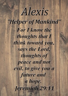 Alexis "Helper of Mankind" Keepsake Name Meaning Card with Bible Verse ...