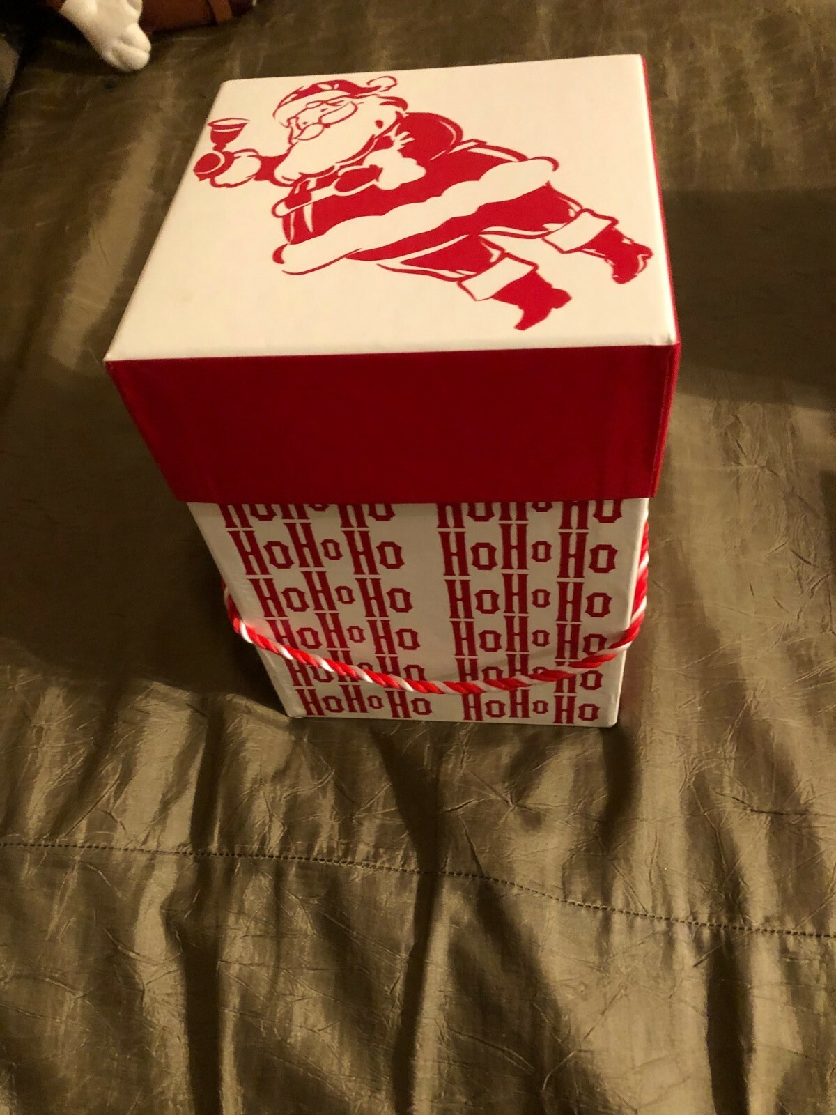 Christmas Ho Ho Ho Gift Box w/Lid and String Handle Xmas Decor | eBay