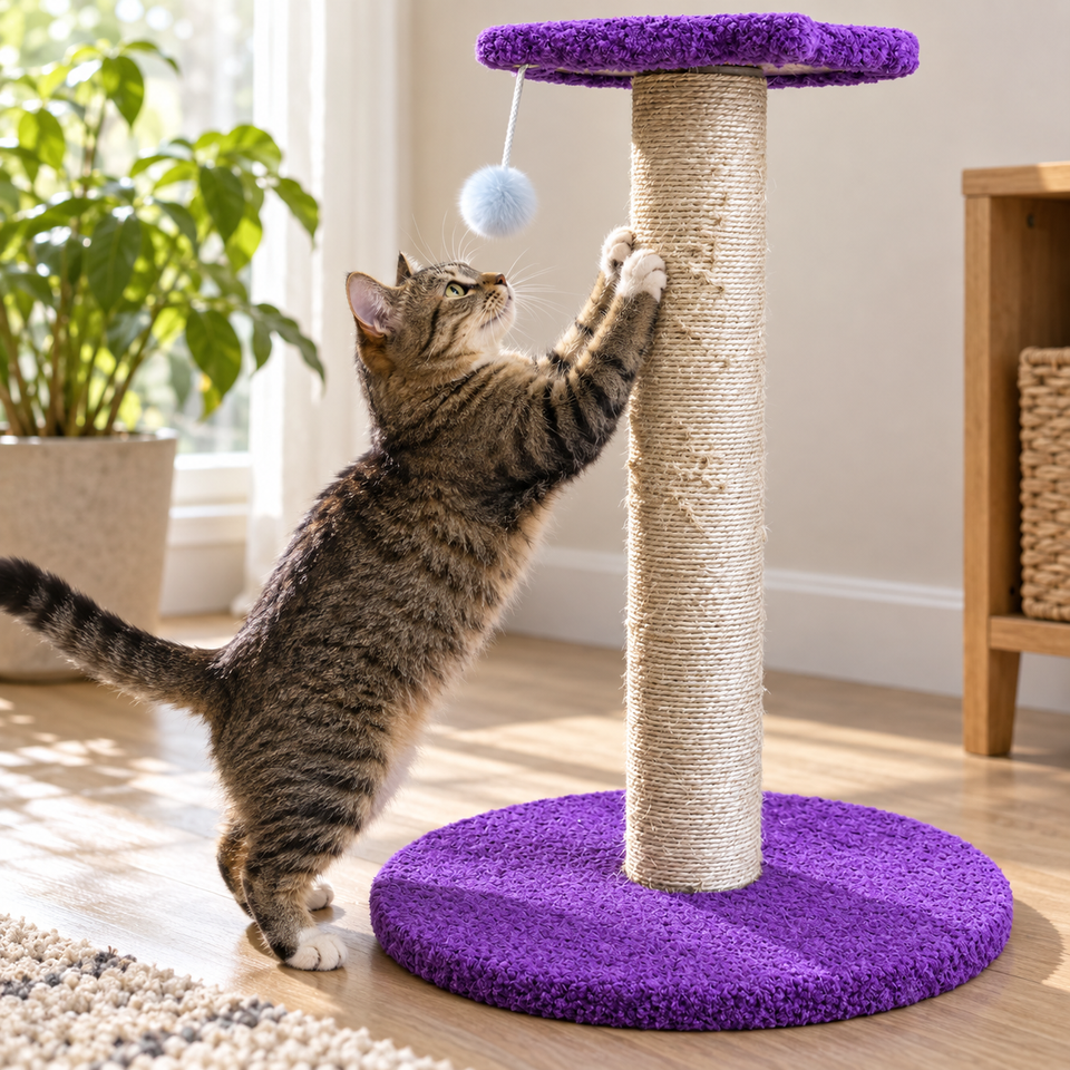 Indoor Cat Tower with Scratching Post and Hanging Toy, For Home ...