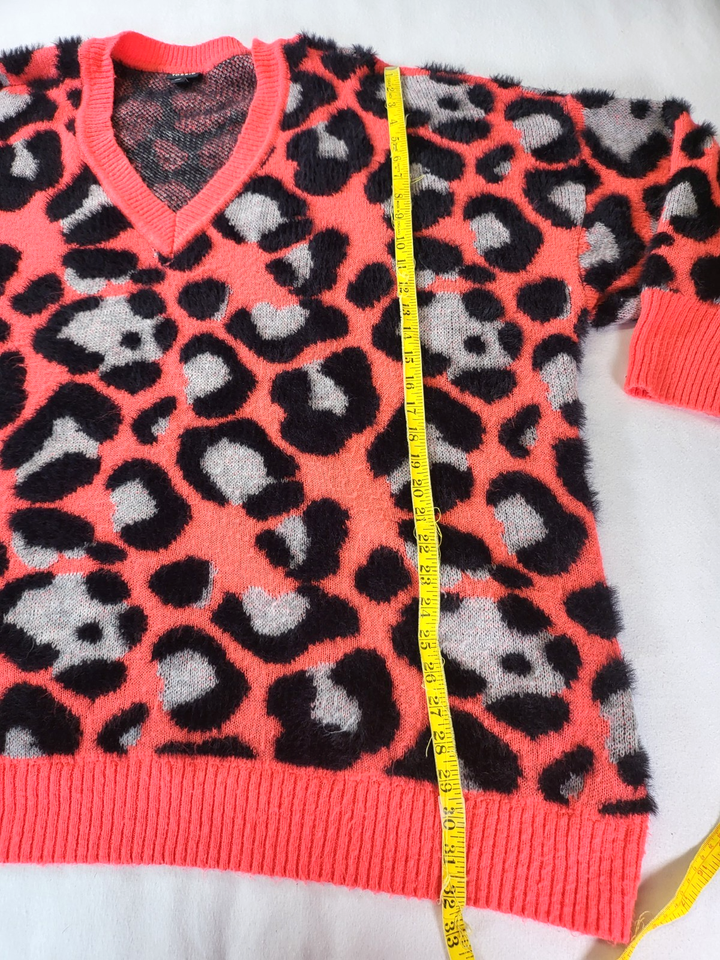 Torrid Women's Relaxed Tunic Pullover Bright Coral Leopard Print ...