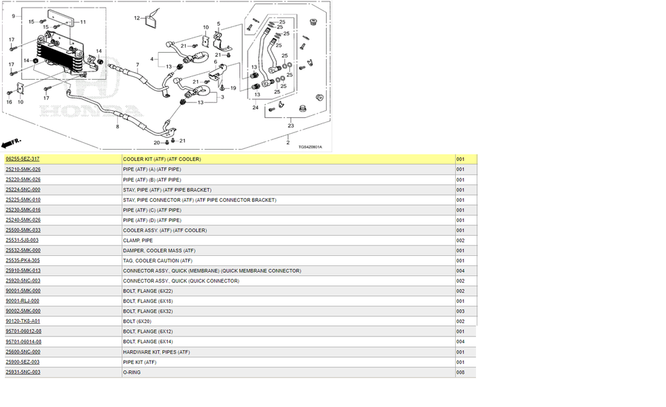 🔥 Genuine OEM 2022-2025 Honda Passport AWD ATF Cooler Kit 06255-5EZ-317 ...