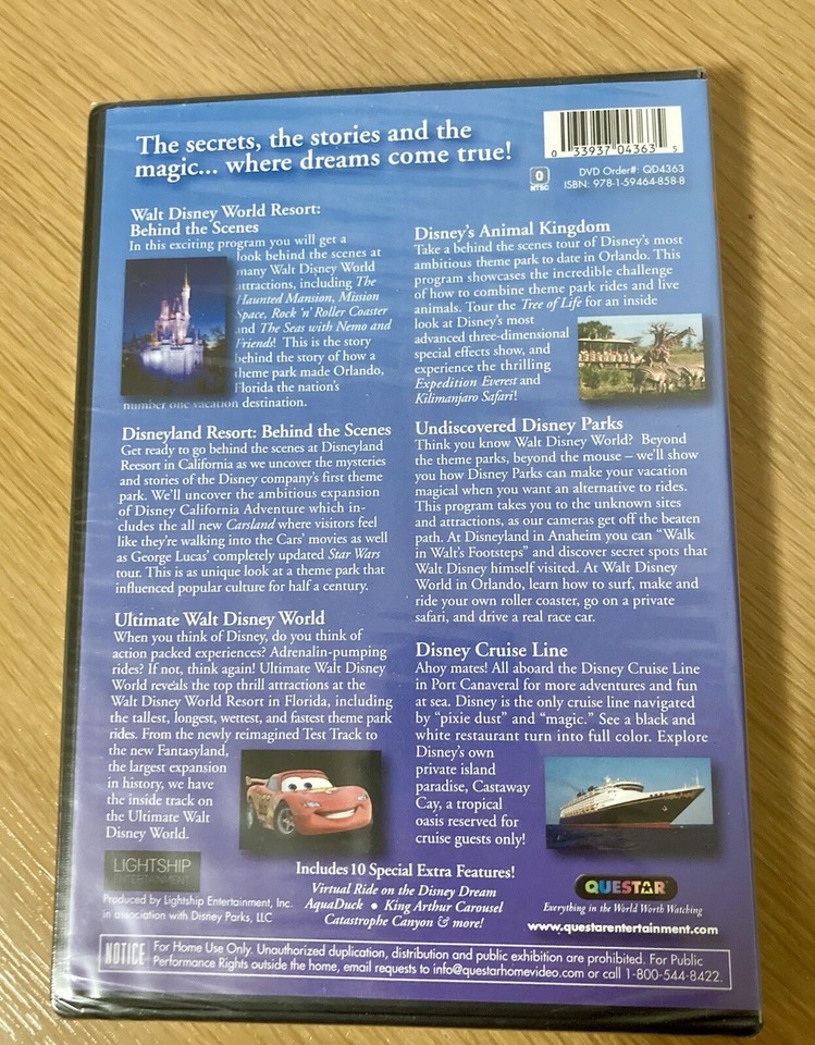 Disney Parks Where Dreams Come True 2 DVD Set Questar WDW Disneyland ...