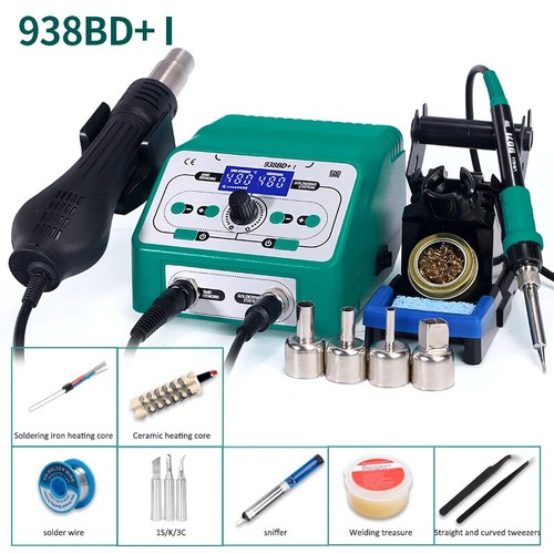 938 Hot Air Gun Soldering Station 2-in-1 Soldering Iron Digital Display ...